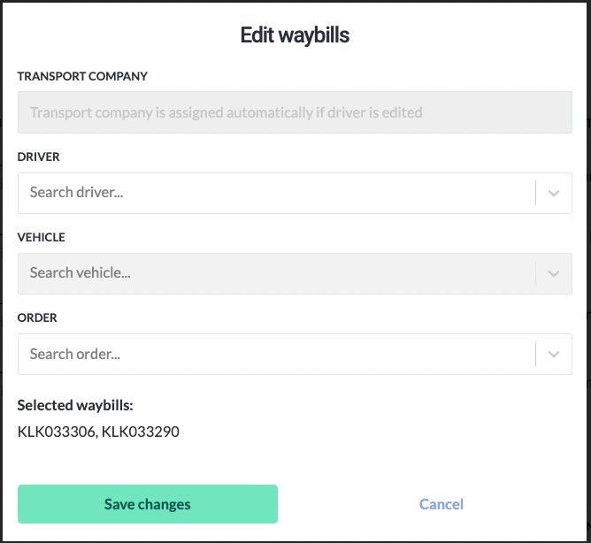 Editing waybills – Waybiller