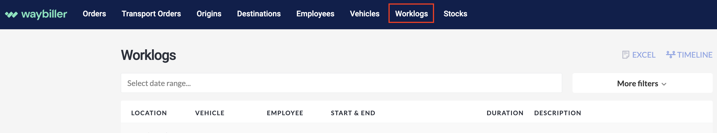 Creating and editing worklogs – Waybiller